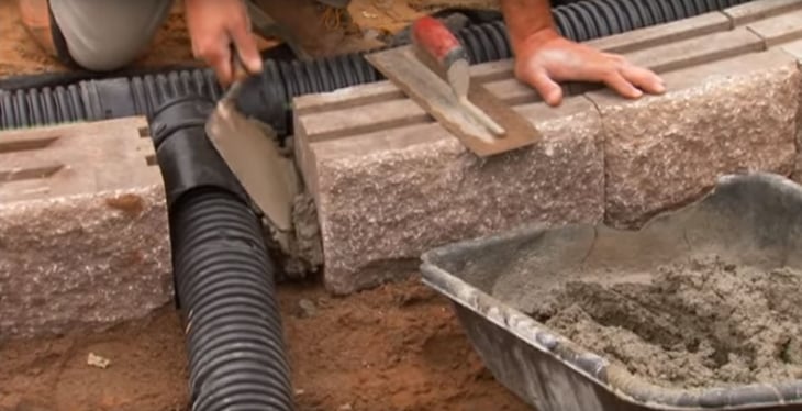 Drain Tile in SRW Construction