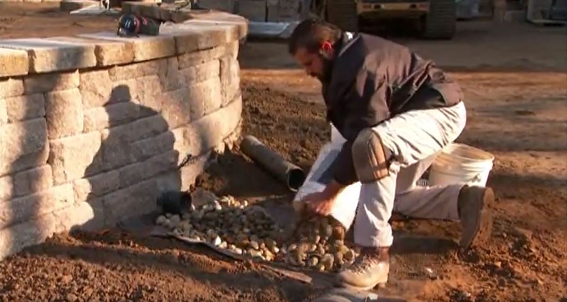 Daylighted Drain Tile in SRW Construction